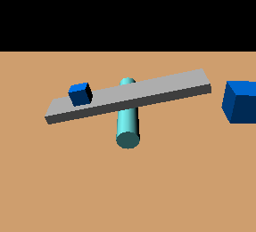 After the heavy block tips the other way and slides off, with contact turned on, seesaw ...